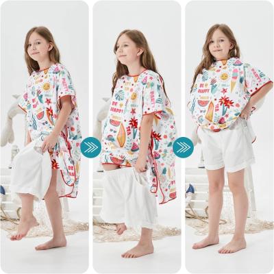 China Microfiber Childrens Hooded Beach Towels Womens Beach Poncho for sale
