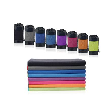 China 50x100cm Lightweight Suede Mesh Bag Packaging Microfiber Sports Towel for sale