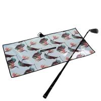 China Custom Sublimation Hanging Hoop and Center Hole Microfiber Golf Towel for sale