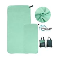 China Lightweight Custom Logo Solid Color with Mesh Bag Microfiber Gym Towel for sale