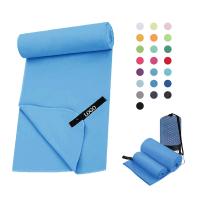 China Sweat Absorbent Quickly Drying Logo Printed Microfiber Suede Towel for sale