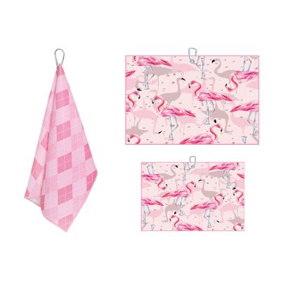 China Printed  Accessories hook Golf Towel Custom Logo Microfiber Golf Towel for sale