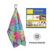 China High Quality Sports Sublimation Print Portable Microfiber Waffle Golf Towel for sale