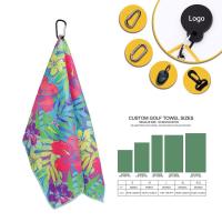 China High Quality Sports Sublimation Print Portable Microfiber Waffle Golf Towel for sale