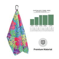 China High Quality Sports Sublimation Print Portable Microfiber Waffle Golf Towel for sale