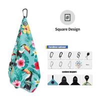 China Magnet Towel Leaves Flowers Double-sided Printing Waffle Golf Towel for sale