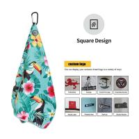 China Magnet Towel Leaves Flowers Double-sided Printing Waffle Golf Towel for sale