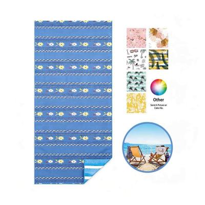 China Popular Soft Blue Design Comfortable Lightweight Microfiber Beach Towel for sale