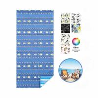 China Popular Soft Blue Design Comfortable Lightweight Microfiber Beach Towel for sale