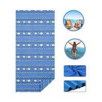 China Sand Free Eco-Friendly Blue Flower Design Printed Microfiber Beach Towel for sale