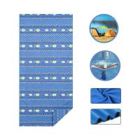 China Sand Free Eco-Friendly Blue Flower Design Printed Microfiber Beach Towel for sale