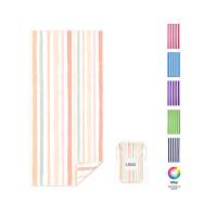 China Quick Dry Stripe Custom Microfiber Recycled Suede Printed Beach Towel for sale
