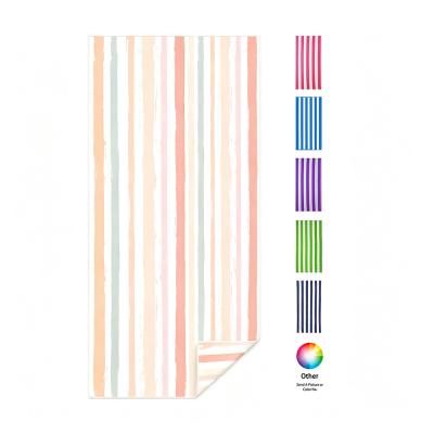 China Quick Dry Stripe Custom Microfiber Recycled Suede Printed Beach Towel for sale
