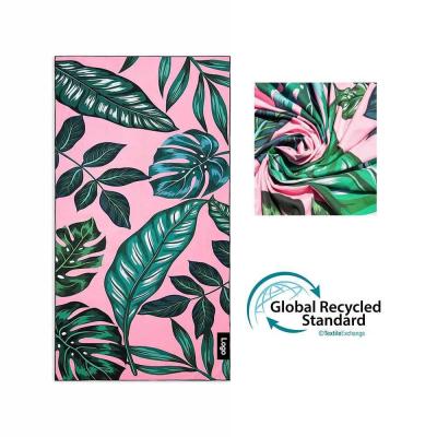 China Lightweight Oversized Sand Free Quick Dry Print Pink Custom Beach Towel for sale