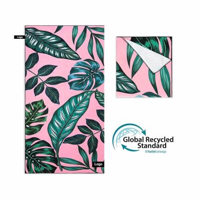 China Sand-free OEM Logo Printed Highly Absorbent Custom Beach Towel for sale