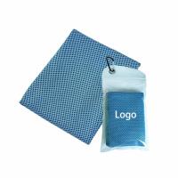 China Blue Color 160GSM Square Ice-Cold in Summer Microfiber Cooling Towel for sale