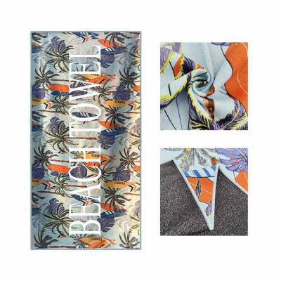 China Charcoal Gray Soft With Elastic Band Printed Custom Beach Towel for sale