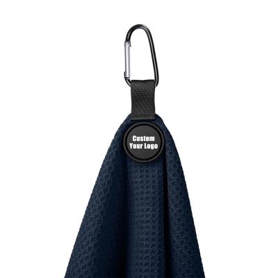 China Magnetic Golf Towel Waffle Weave Portable  Microfiber Golf Towel for sale