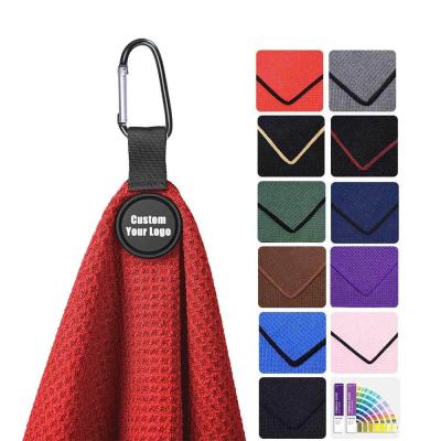 China OEM Custom Embroidery Logo Golf Magnetic Microfiber Golf Towel for sale