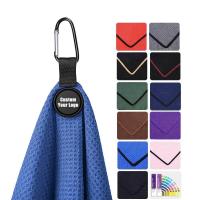 China New Design Custom Plain Color Waffle Magnetic Microfiber Golf Towel for sale