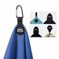 China New Design Custom Plain Color Waffle Magnetic Microfiber Golf Towel for sale
