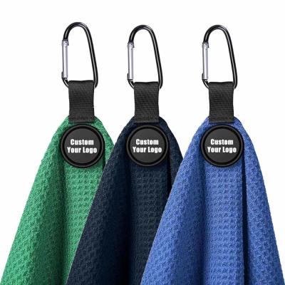 China Magnetic Waffle Plain Golf Towels 40x40cm Gifts Waffle Golf Towel for sale