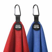 China Absorbent 40x40cm with Carabiner Clip Lightweight Waffle Golf Towel for sale