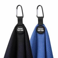 China Absorbent 40x40cm with Carabiner Clip Lightweight Waffle Golf Towel for sale