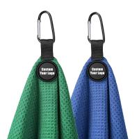 China Absorbent 40x40cm with Carabiner Clip Lightweight Waffle Golf Towel for sale