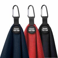 China Magnetic 40x40cm Golf Clean Towel with Pocket Waffle Golf Towel for sale