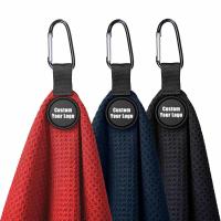 China Magnetic 40x40cm Golf Clean Towel with Pocket Waffle Golf Towel for sale
