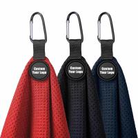 China Magnetic 40x40cm Golf Clean Towel with Pocket Waffle Golf Towel for sale
