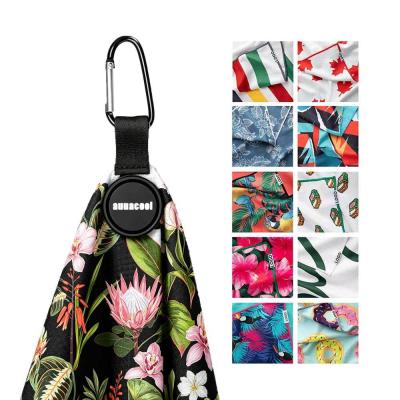 China Custom Print Design With Carabiner & Grommet Sports Waffle Golf Towel for sale