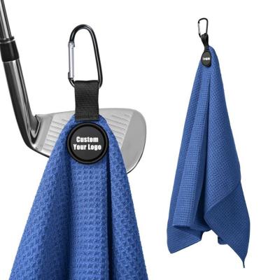 China Thick Waffle Weave Sublimation Sports With Magnet Waffle Golf Towel for sale
