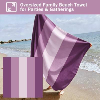 China Customized Logo Printed Family Large Striped Printed Beach Towel for sale