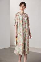 China 100% mulberry silk short sleeve printed dress for summer and spring for sale