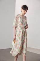 China 100% mulberry silk short sleeve printed dress for summer and spring for sale