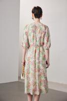 China 100% mulberry silk short sleeve printed dress for summer and spring for sale