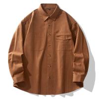 China American Retro Men’s Striped Shirt Vertical Striped Cotton Loose Casual Long Sleeved Knitted Flannel Spring GZHK-2631 for sale