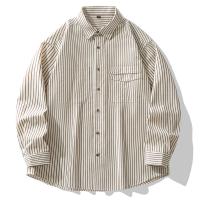 China American Retro Men’s Striped Shirt Vertical Striped Cotton Loose Casual Long Sleeved Knitted Flannel Spring GZHK-2631 for sale