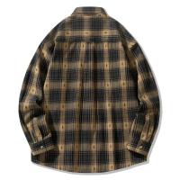China Casual Cotton Plaid Shirt with Pockets Breathable Knitted Turn-Down Collar Single Breasted GZHK-2635 for sale