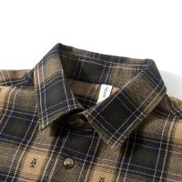 China Casual Cotton Plaid Shirt with Pockets Breathable Knitted Turn-Down Collar Single Breasted GZHK-2635 for sale