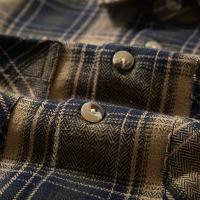 China Casual Cotton Plaid Shirt with Pockets Breathable Knitted Turn-Down Collar Single Breasted GZHK-2635 for sale