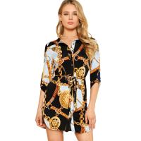 China Chain Printed Chiffon Casual Women Shirts for sale