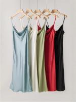 China Cowl Neck new mulberry silk Satin Slip Cami Midi Dress for sale