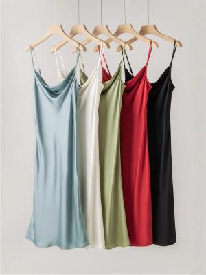 China Cowl Neck new mulberry silk Satin Slip Cami Midi Dress for sale