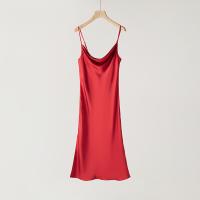 China Cowl Neck new mulberry silk Satin Slip Cami Midi Dress for sale