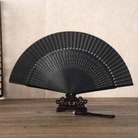 China Elegant Handmade Bamboo & Silk Folding Fan – Lightweight Purse-Size Accessory with Tassel for sale
