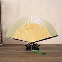 China Elegant Handmade Bamboo & Silk Folding Fan – Lightweight Purse-Size Accessory with Tassel for sale