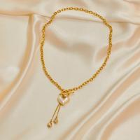 China Exaggerated Stainless Steel Crooked Heart Pearl Necklace & Bracelet Set for sale